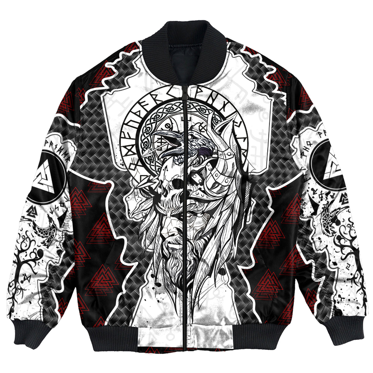 VikingStyle Clothing - Odin and Valknut Brush Style Bomber Jackets A35 ...