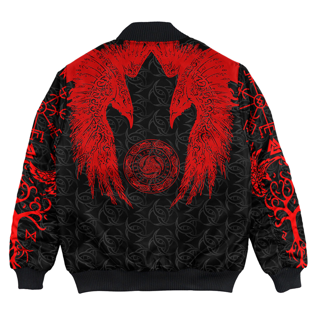 VikingStyle Clothing - Red Raven and Horn of Odin Bomber Jackets A35 ...