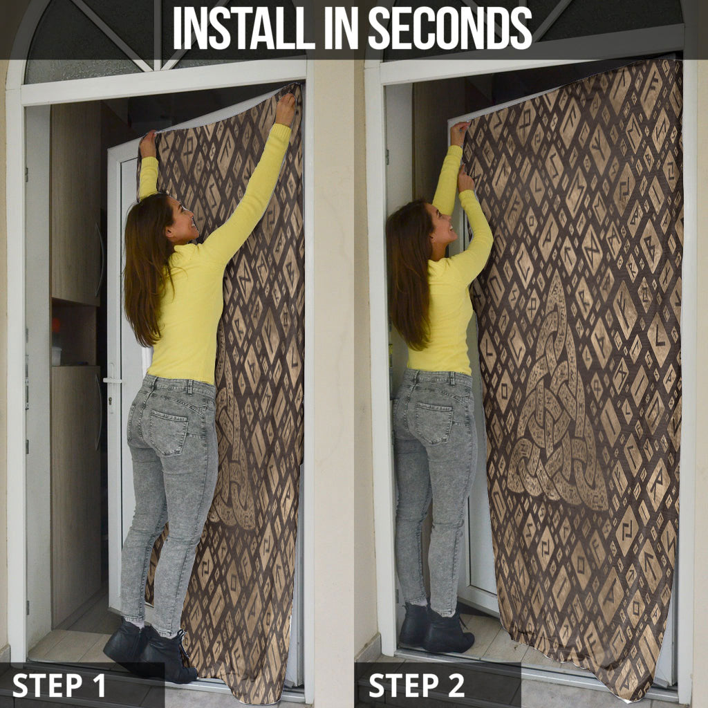 VikingStyle Door Sock - Triquetra & Runic Alphabet Wood and Gold Door ...