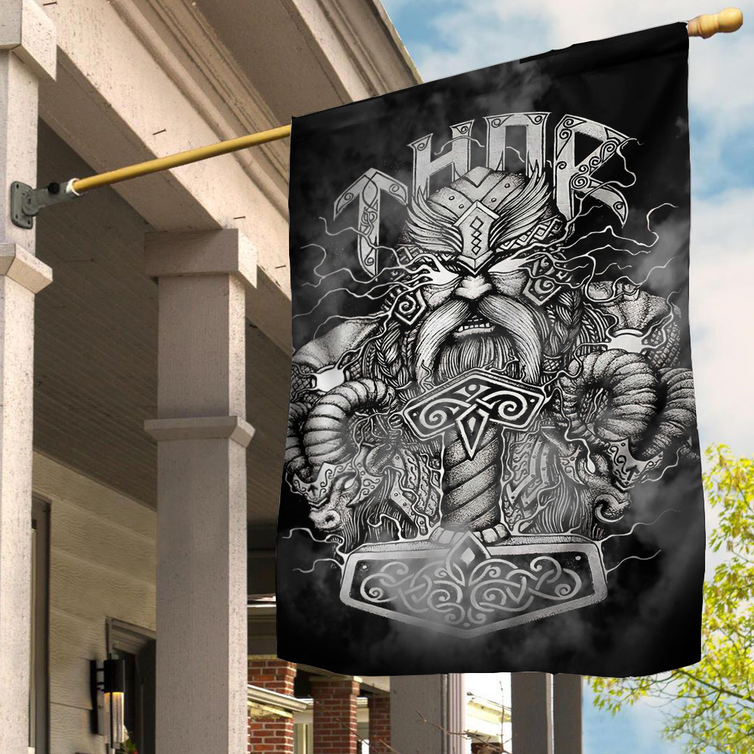 VikingStyle Garden Flag - Thor And Hammer Flag A31 – Viking Style