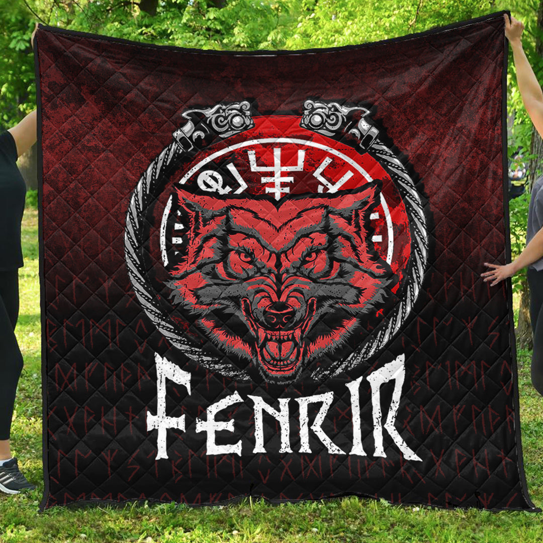 VikingStyle Quilt - Fenrir Wolf Runes Norse Vikings Quilt A7 – Viking Style