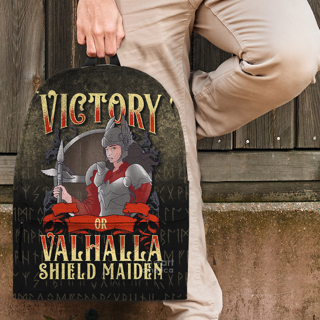 VikingStyle Backpack -Cute Victory Or Valhalla Shield Maiden Norse Vik ...