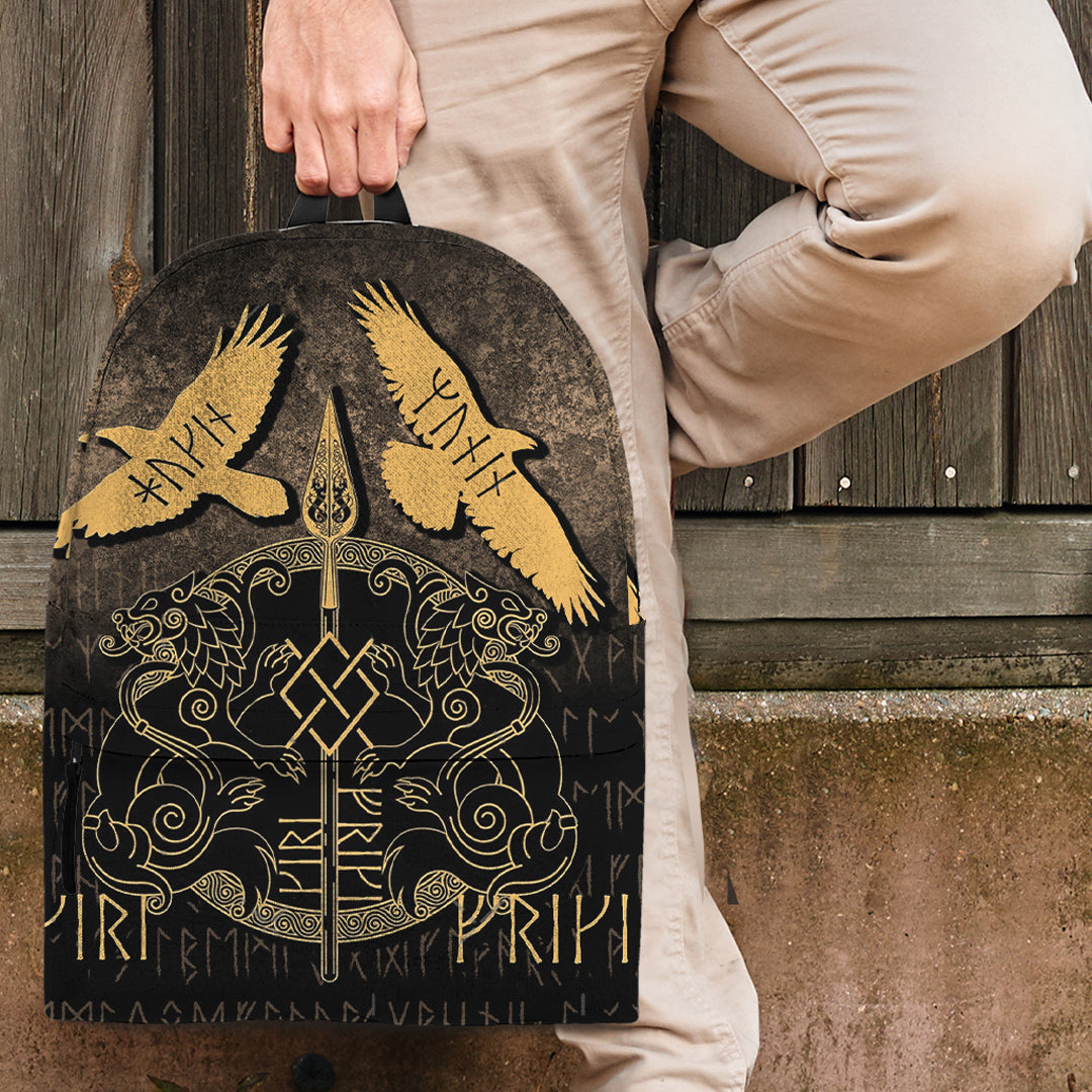 VikingStyle Backpack -Norse Mythology Spear of Odin Gungnir Runes Geri ...