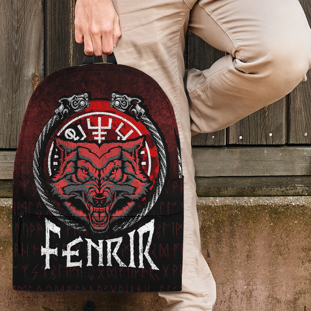 VikingStyle Backpack - Fenrir Wolf Runes Norse Vikings Backpack A7 ...