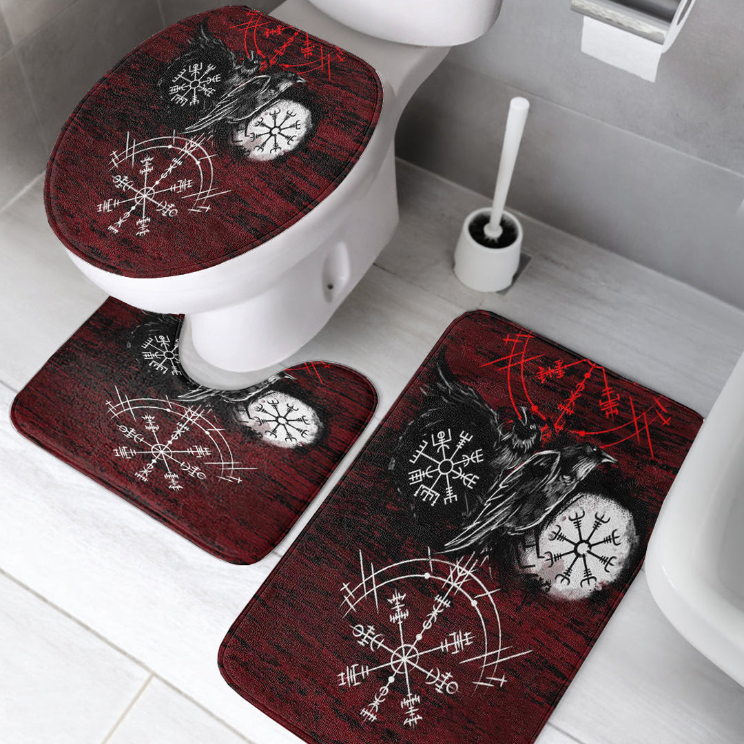 VikingStyle Bathroom Set -Raven of Odin and Symbol Viking on Blood Bac ...