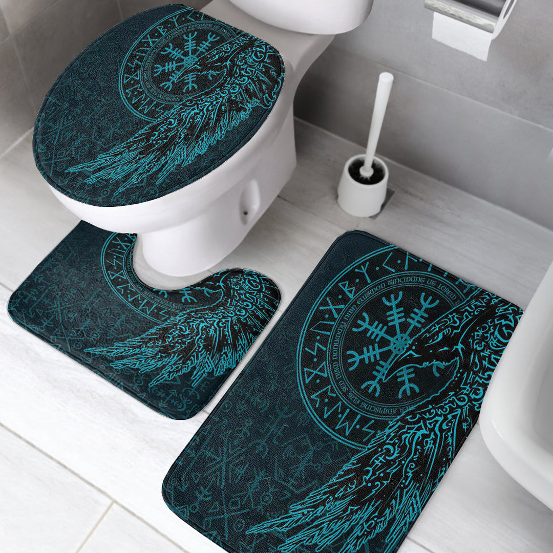 VikingStyle Bathroom Set -Raven and Helm of Awe Cyan Bathroom Set A94 ...