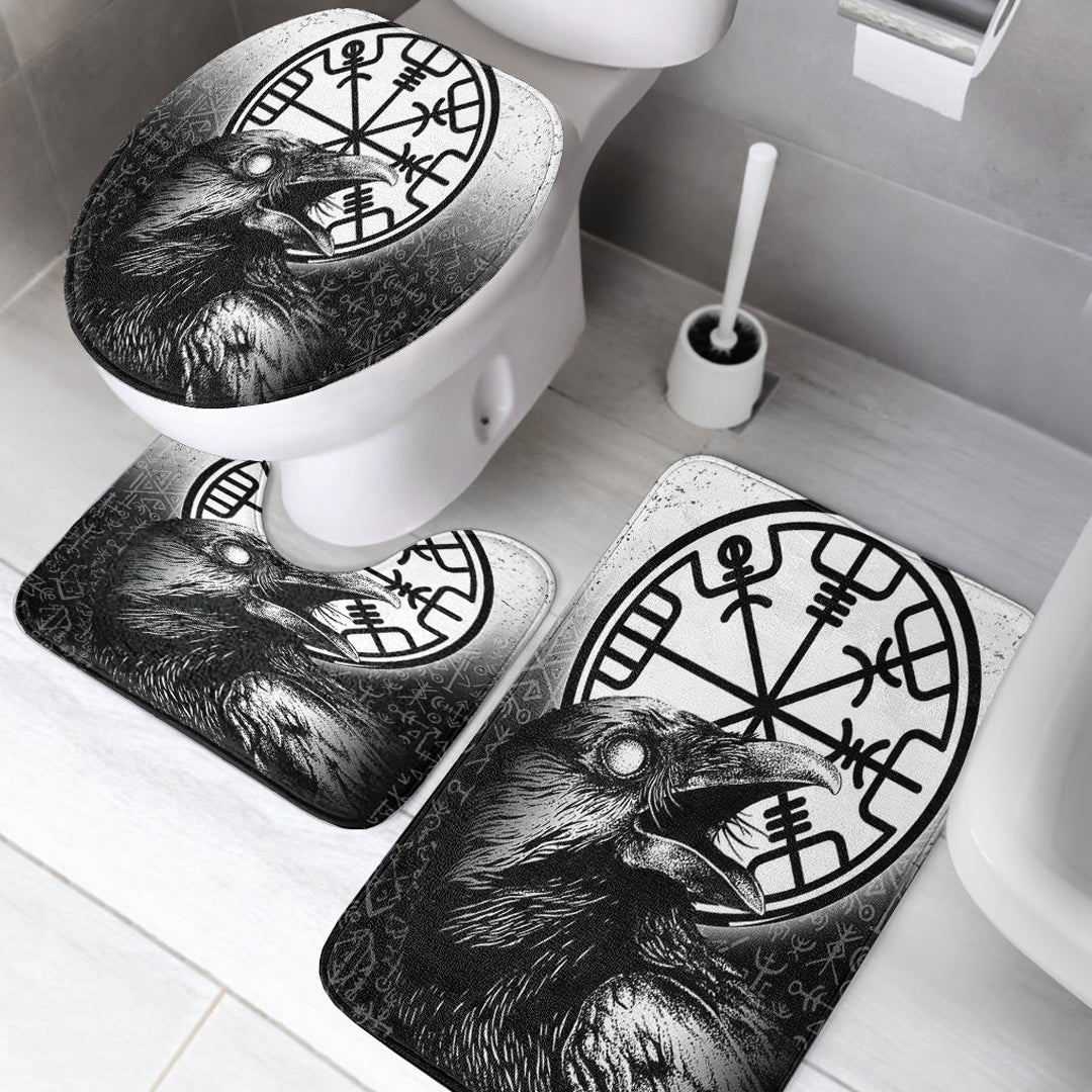 VikingStyle Bathroom Set - Viking Raven Black and White Vegvisir Bathr ...