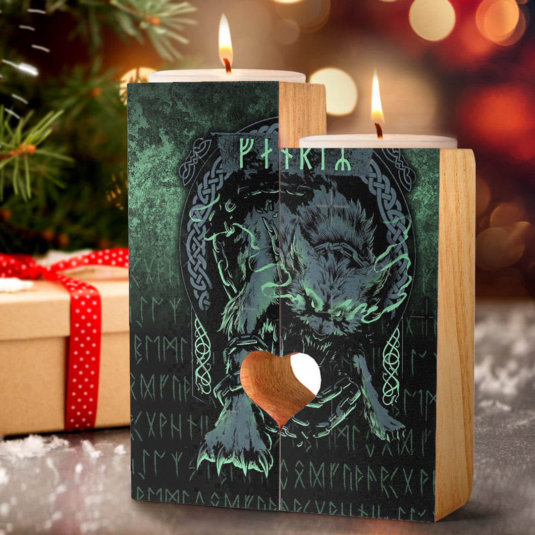 VikingStyle Candle Holder - Fenrir Wolf Norse Futhark Runes Viking Myt ...