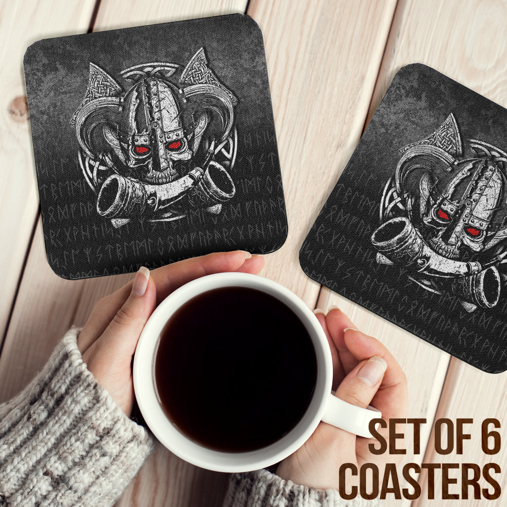 VikingStyle Coasters (Sets of 6) - Nordic Mythology Skull Mead Horn Wa ...