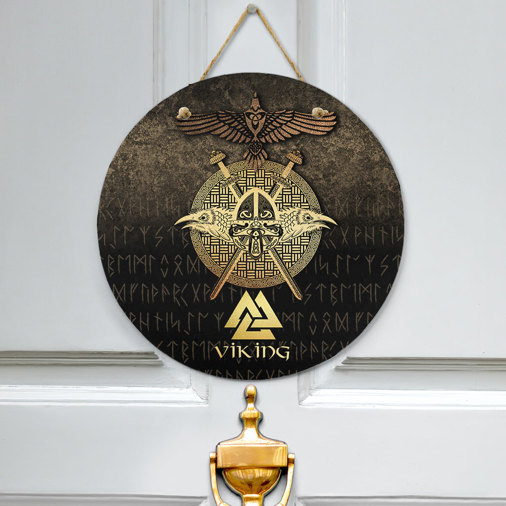 VikingStyle Hanging Door Sign - Vikings- Golden- Raven Hanging Door Si ...