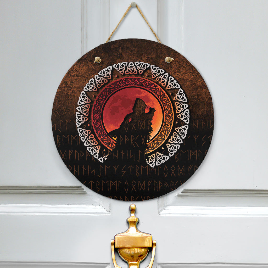 VikingStyle Hanging Door Sign - Fenrir Norse Wolf Son of Loki Hanging ...