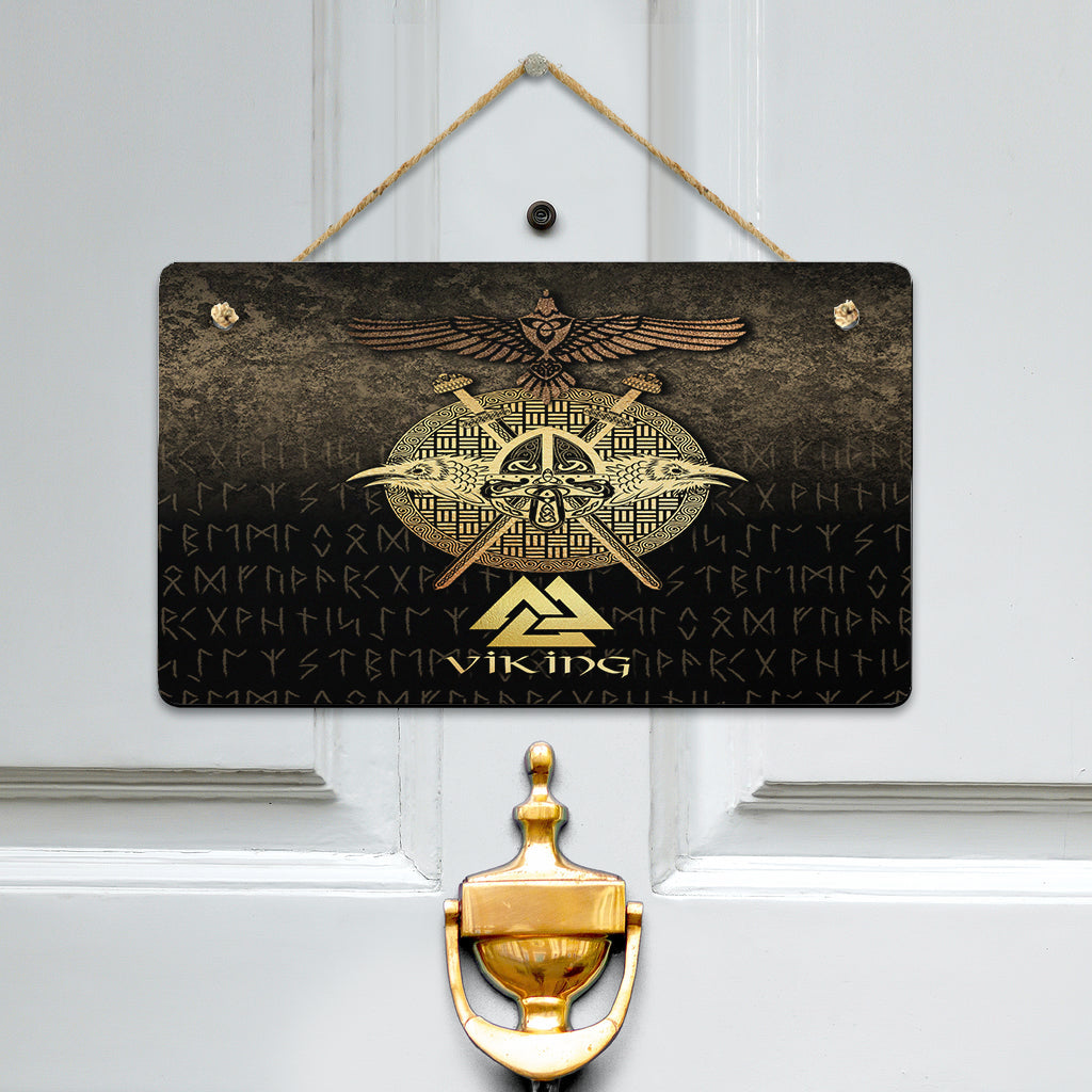 VikingStyle Hanging Door Sign - Vikings- Golden- Raven Hanging Door Si ...