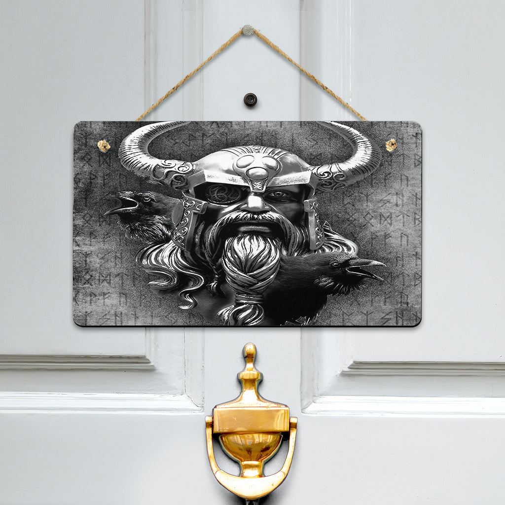 Viking Style Hanging Door Sign - Raven Viking Odin Hanging Door Sign A