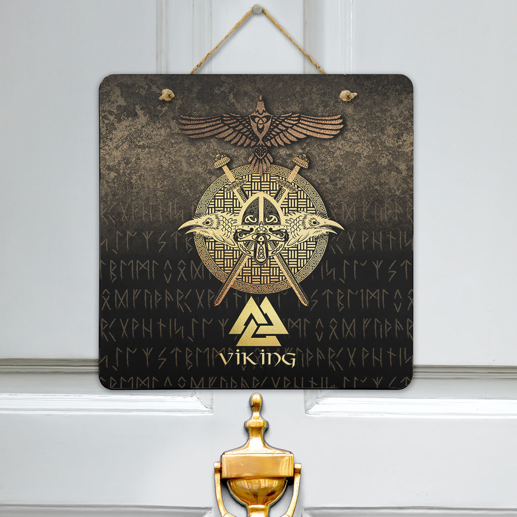 VikingStyle Hanging Door Sign - Vikings- Golden- Raven Hanging Door Si ...