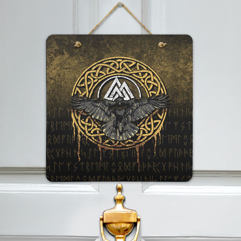 VikingStyle Hanging Door Sign - Valhalla Norse Mythology Raven Black C ...
