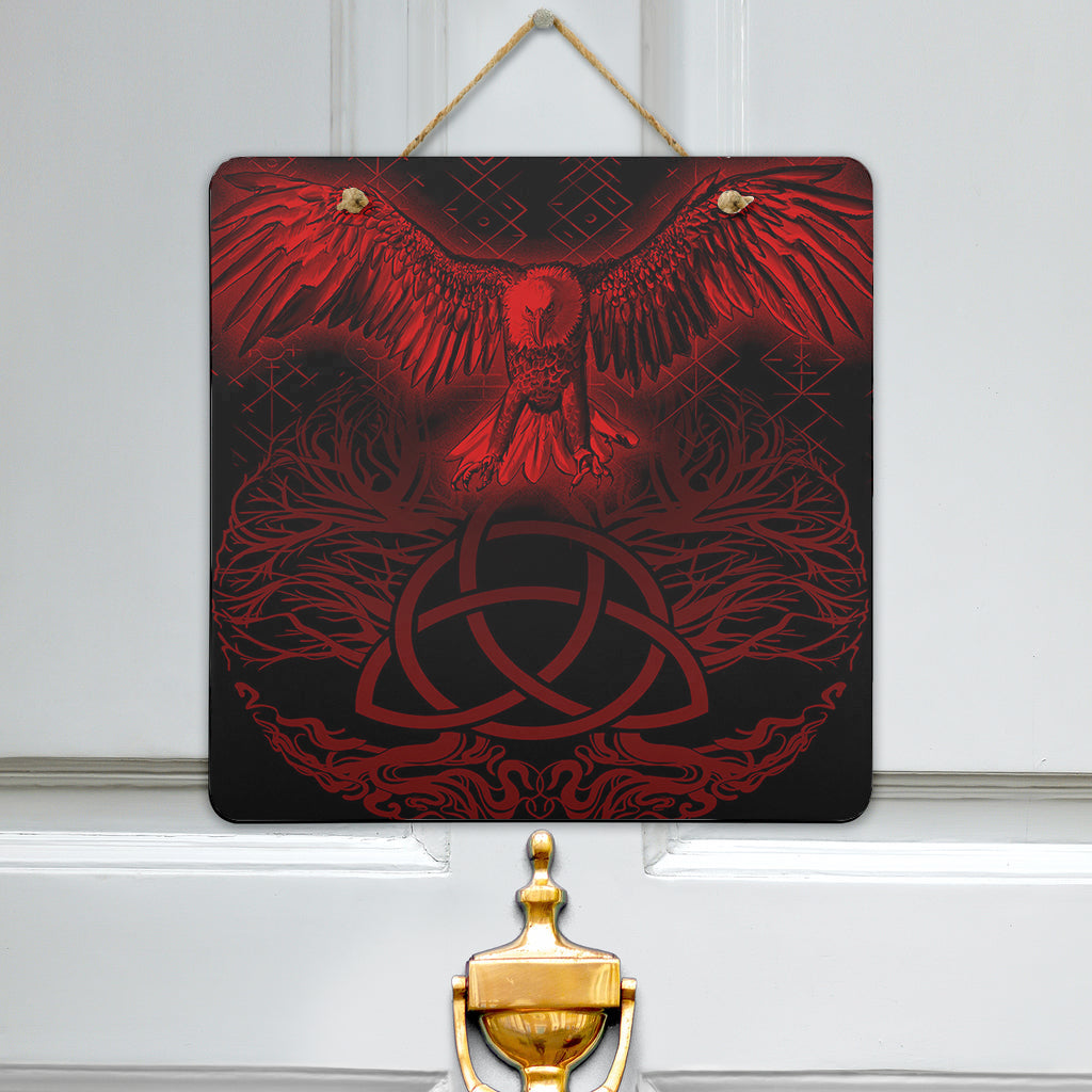 VikingStyle Hanging Door Sign - Raven Tree Cletic Red Door Sign A95 ...