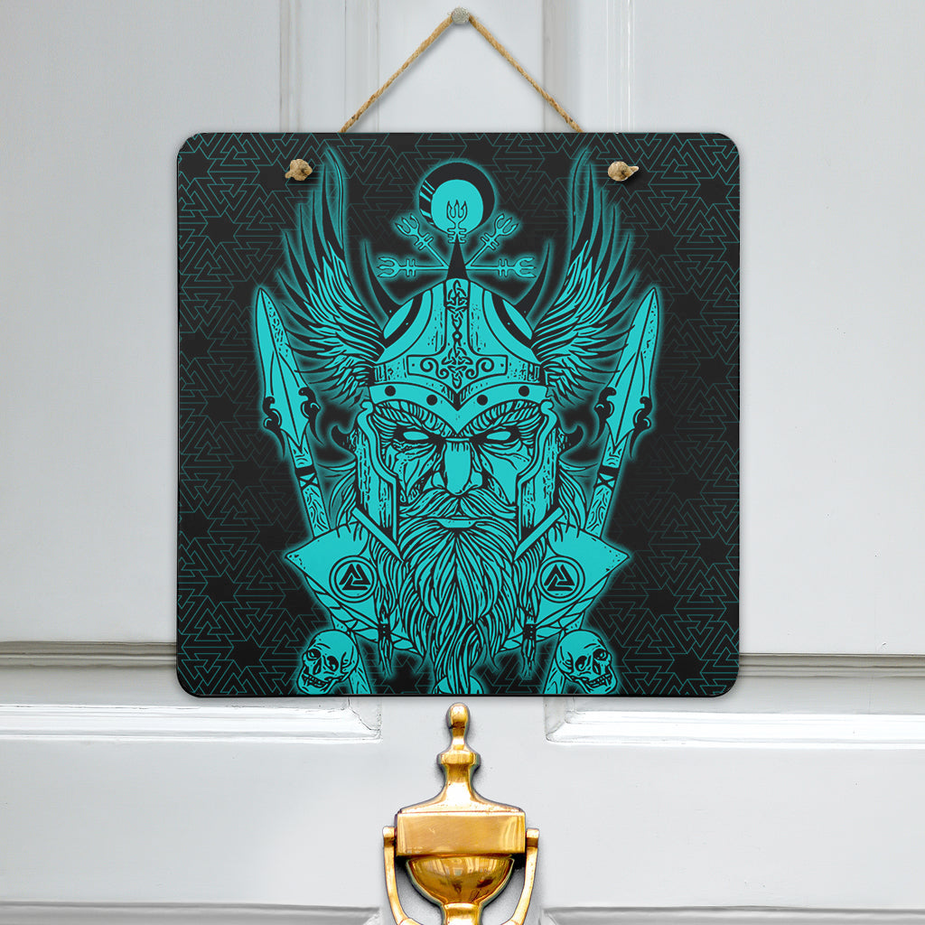VikingStyle Hanging Door Sign -Odin And Raven Turquoise Text Viking Ho ...