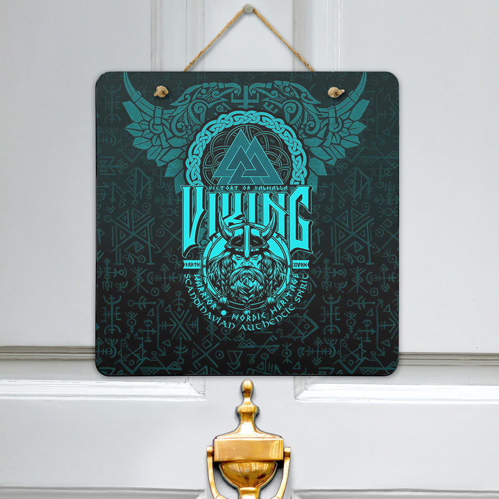 VikingStyle Hanging Door Sign -Viking Warriors Valknut Cyan Hanging Do ...
