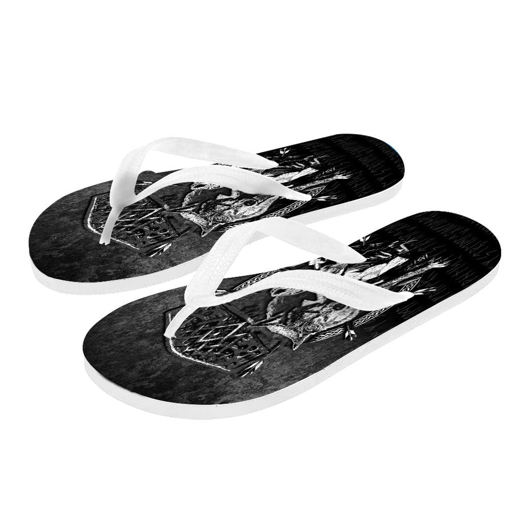 VikingStyle Flip Flops -Fenrir Wolf Of Odin Norse Runes Thor Hammer Mj ...
