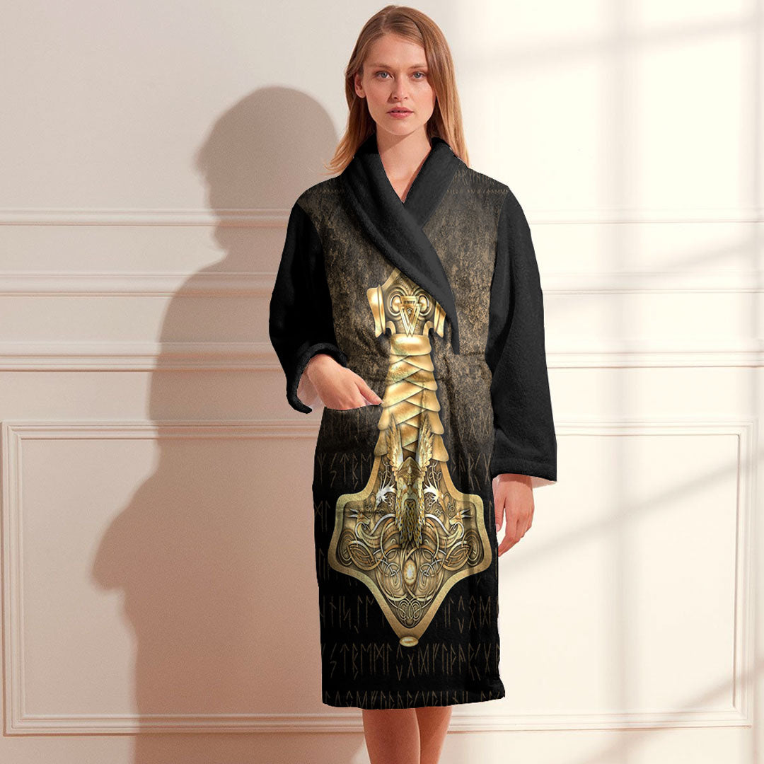 VikingStyle Bathrobe - Mjolnir The Hammer Of Thor' Norse God Of Thunder ...