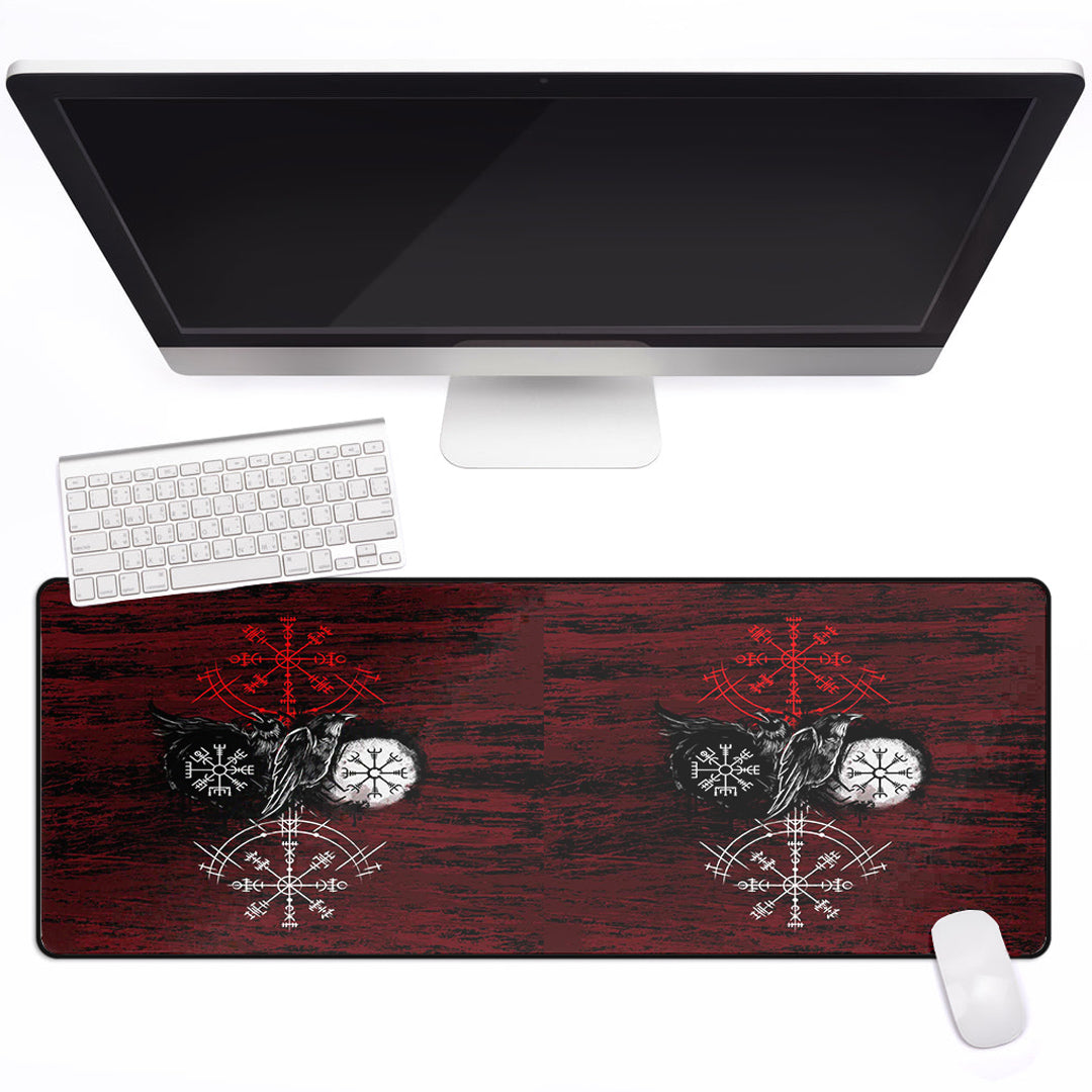 VikingStyle Mouse Mat - Raven of Odin and Symbol Viking on Blood Backg ...