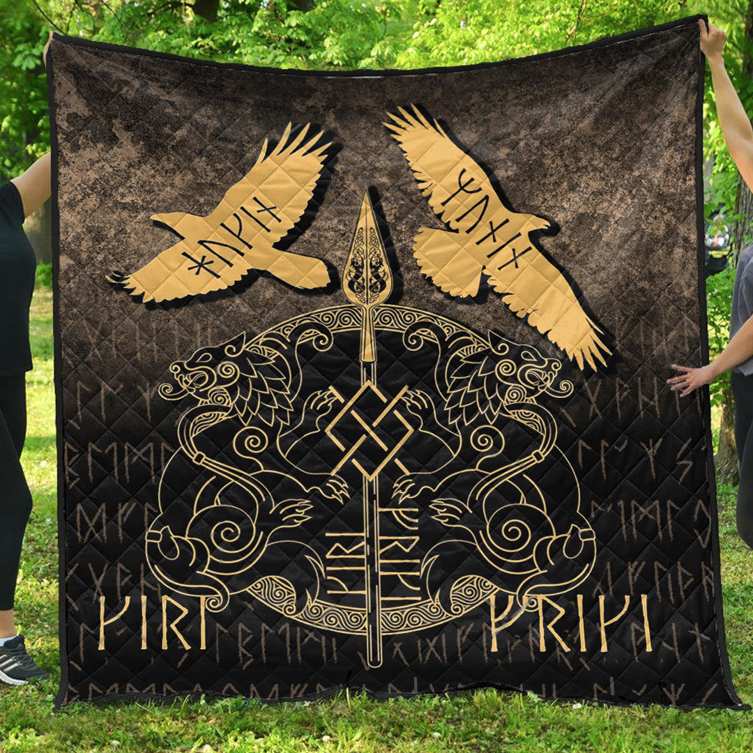 VikingStyle Quilt - Norse Mythology Spear of Odin Gungnir Runes Geri F ...