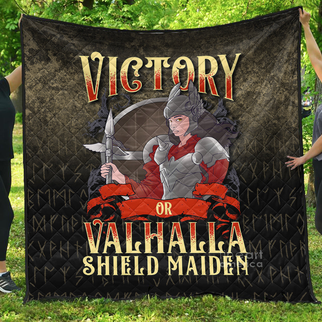 VikingStyle Quilt -Cute Victory Or Valhalla Shield Maiden Norse Viking ...