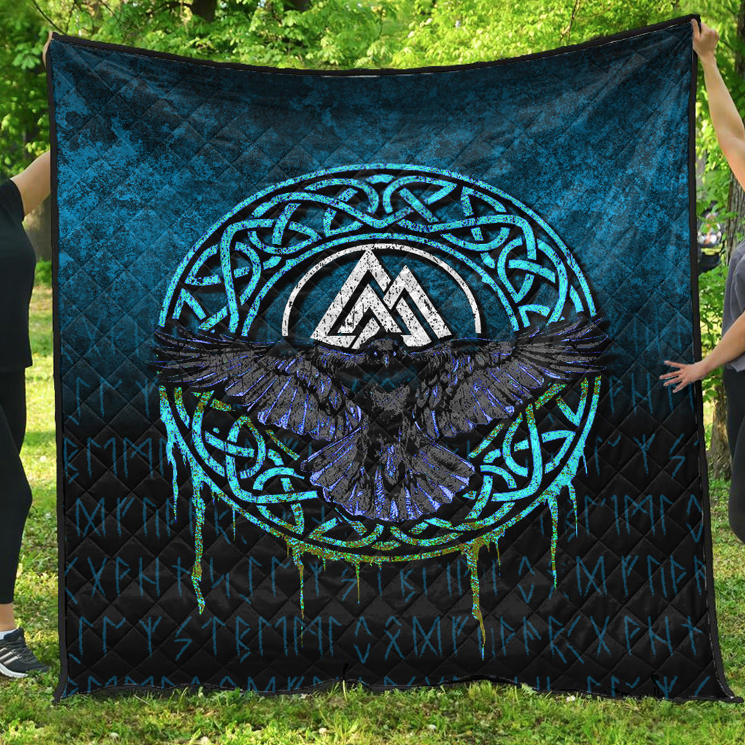 VikingStyle Quilt - Valhalla Norse Mythology Raven Black Crow Viking ...