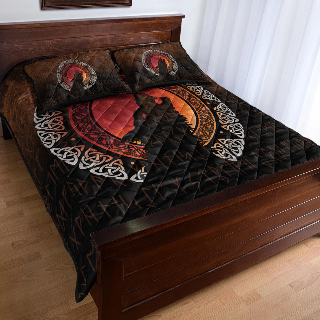 VikingStyle Quilt Bed Set - Fenrir Norse Wolf Son of Loki Quilt Bed Se ...