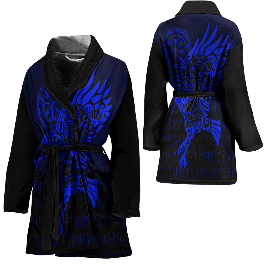 VikingStyle Bathrobe - Raven Vegvisir Tattoo Blue Bath Robe A7 ...