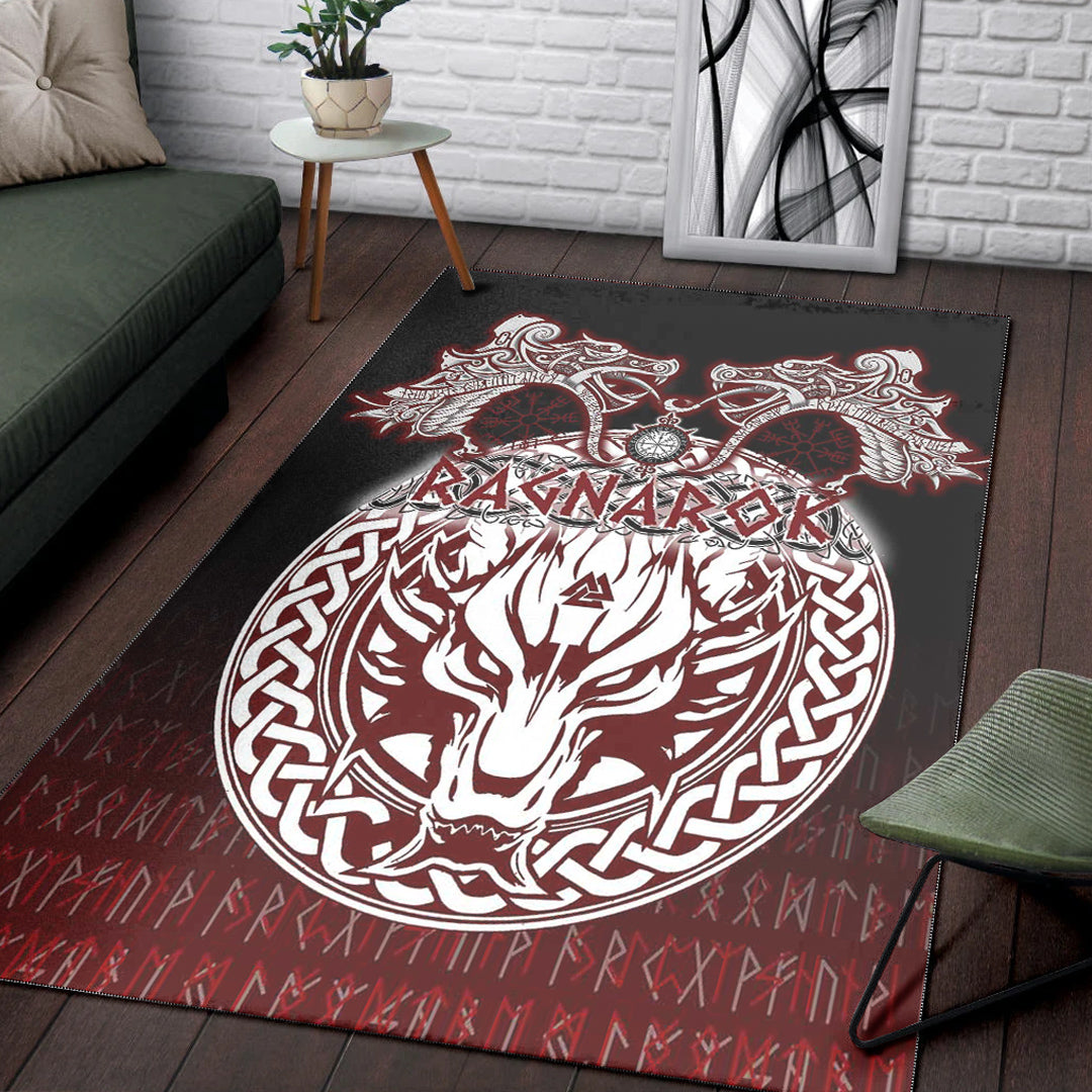 VikingStyle Area Rug -Ragnarok Fenrir,Valknut and Vegvisir Area Rug A3 ...