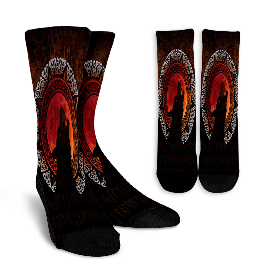 VikingStyle Crew Socks -Fenrir Norse Wolf Son of Loki Crew Socks A7 ...