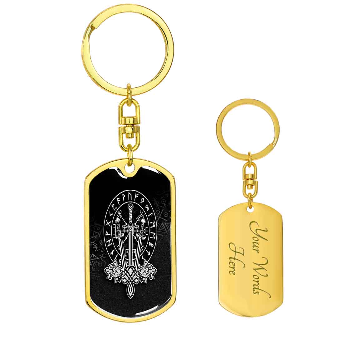 Viking Style Dog Tag - Sword Wolf Logo Dog Tag A35