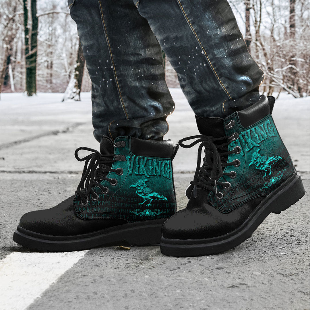Viking Style All-Season Boots Wolf And Raven Special
