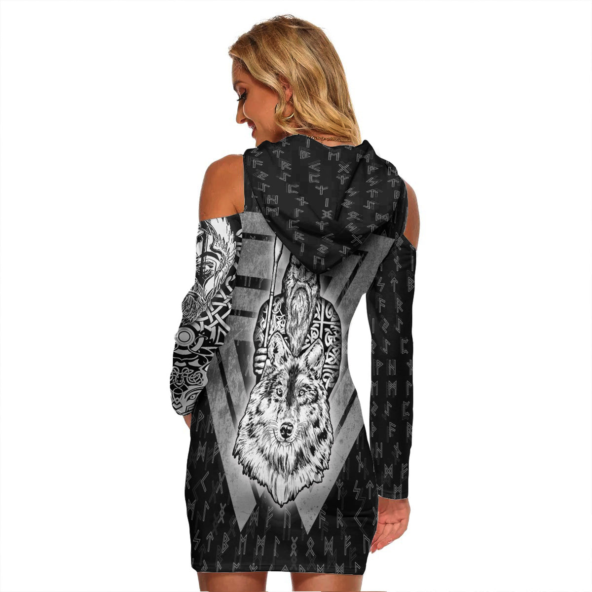 VikingStyle Clothing -Odin and Wolf Viking Tight Dress A95 – Viking Style