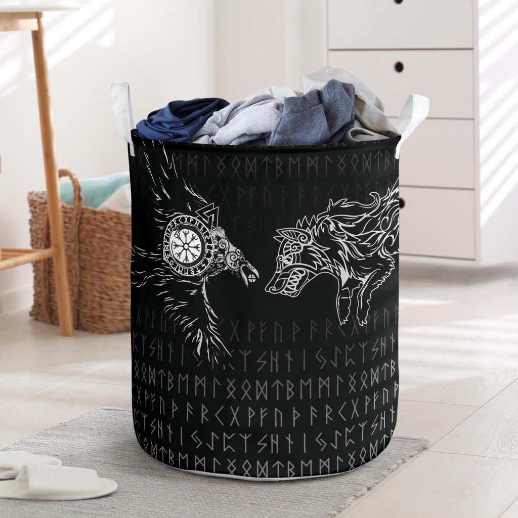 Viking Laundry Basket - Raven and Wolf Special Tattoo – Viking Style